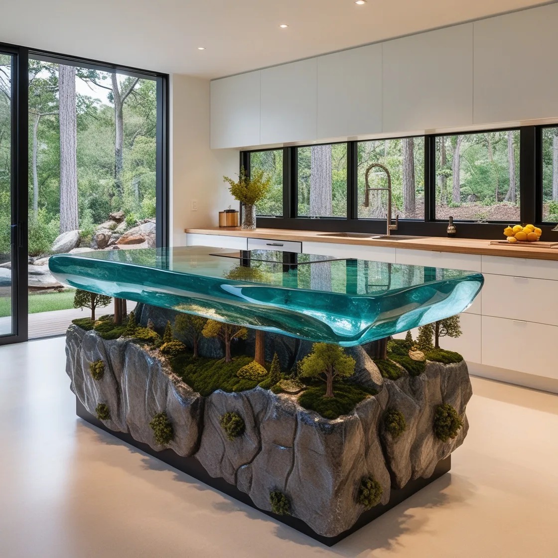 Epoxy Scene Kitchen Island: A Fusion of Art and Functionality