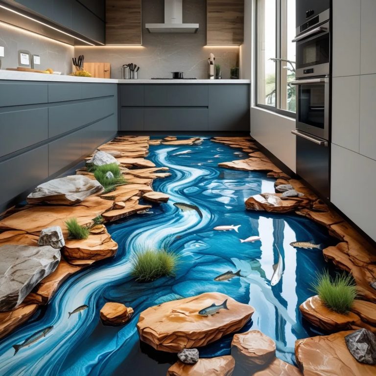 Epoxy Scene Kitchen Island: A Fusion of Art and Functionality